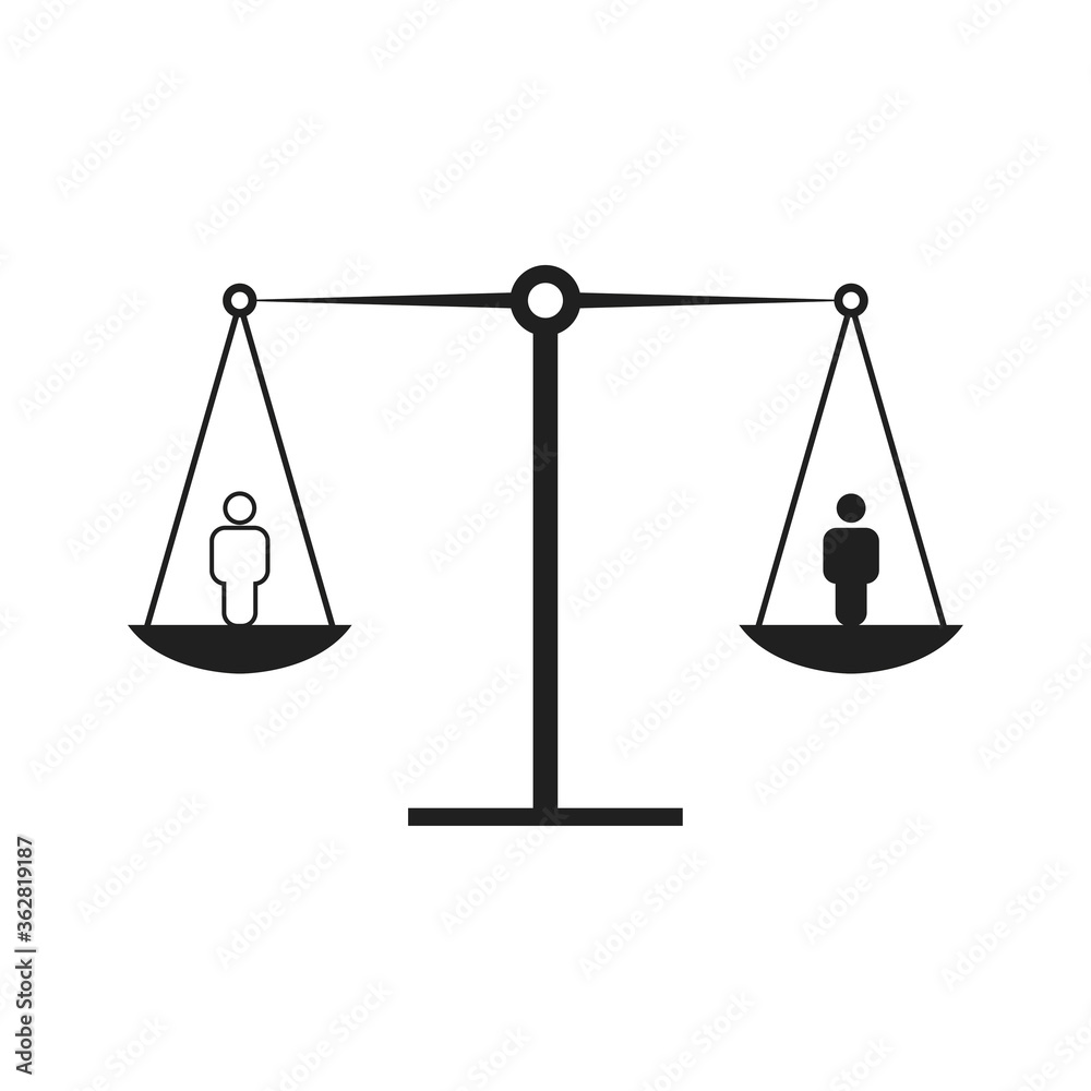 Stop racism. Weighing black and white man on the scales. Motivational ...