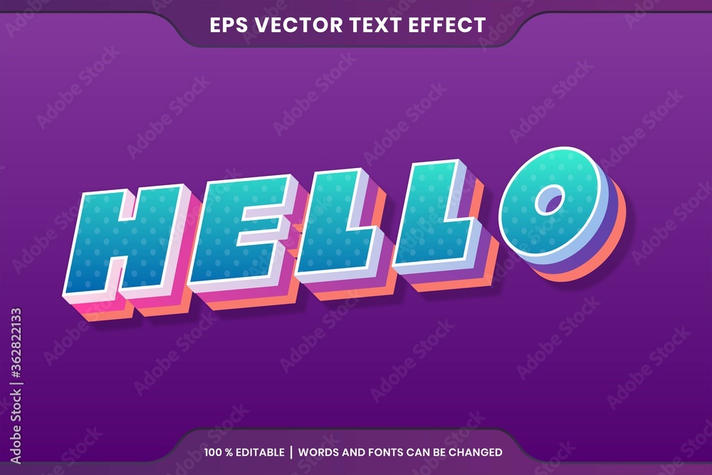 Text effect in 3d colorful gradient Hello words text effect theme ...