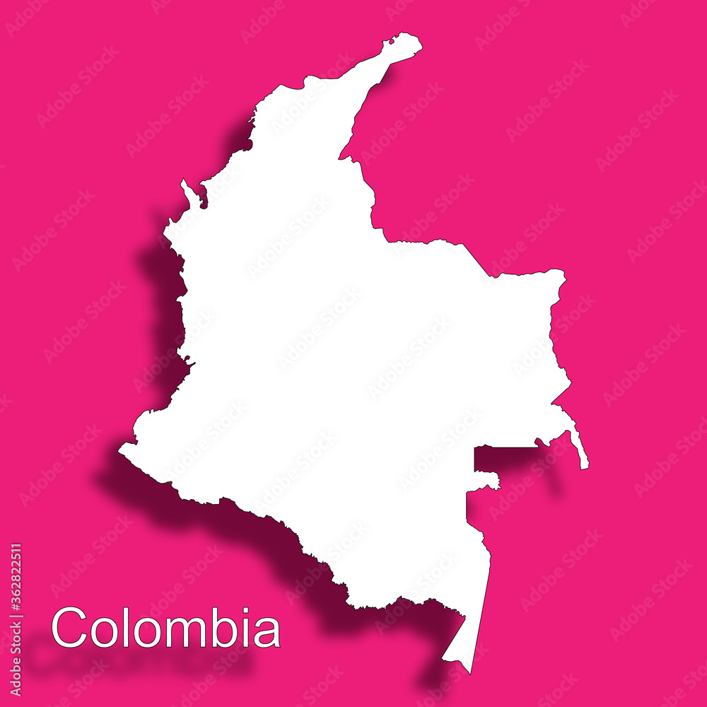 colombia map country white pink background Stock Illustration | Adobe Stock