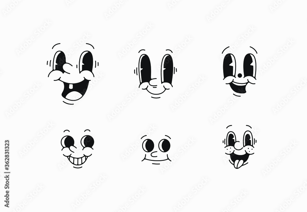 old cartoon mascot character elements. different clipart, faces, limbs ...