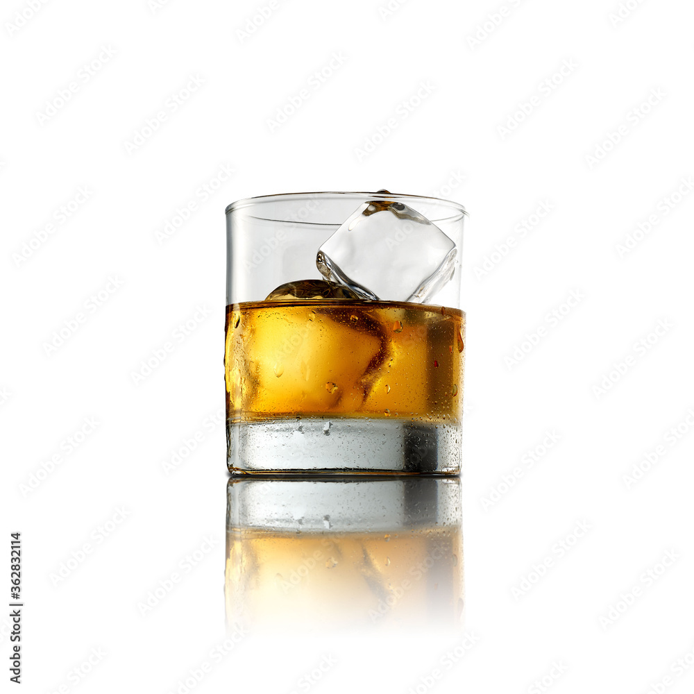 Ice Cubes In Whisky Glass