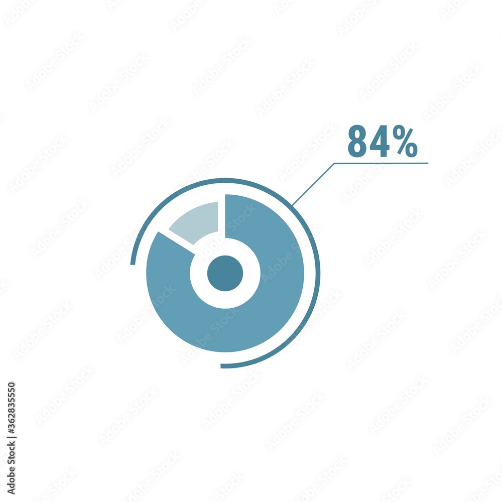 Eighty four percent chart, 84 percent circle diagram, vector design ...