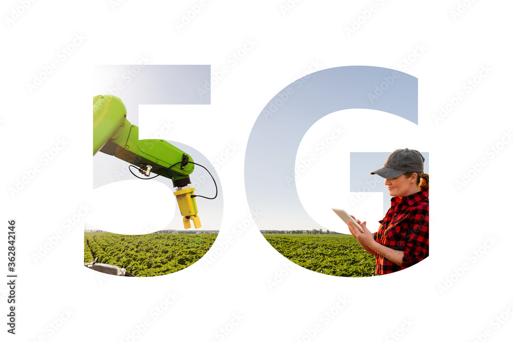 5G network for control robot on a smart farm. Stock Photo | Adobe Stock