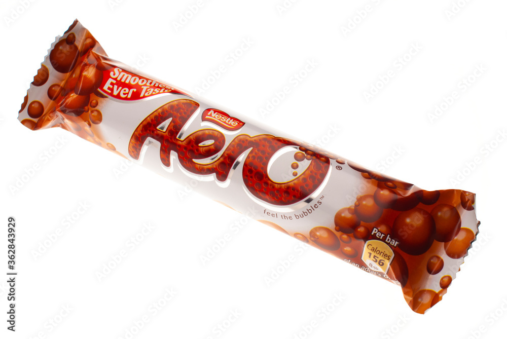 London, England - October 25, 2009: Nestle Original Aero Chocolate Bar ...