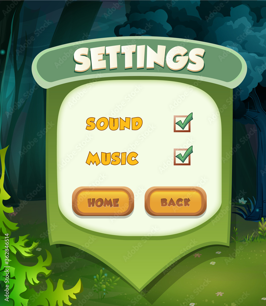 Casual Game UI Menus Popups Buttons Stock Vector | Adobe Stock