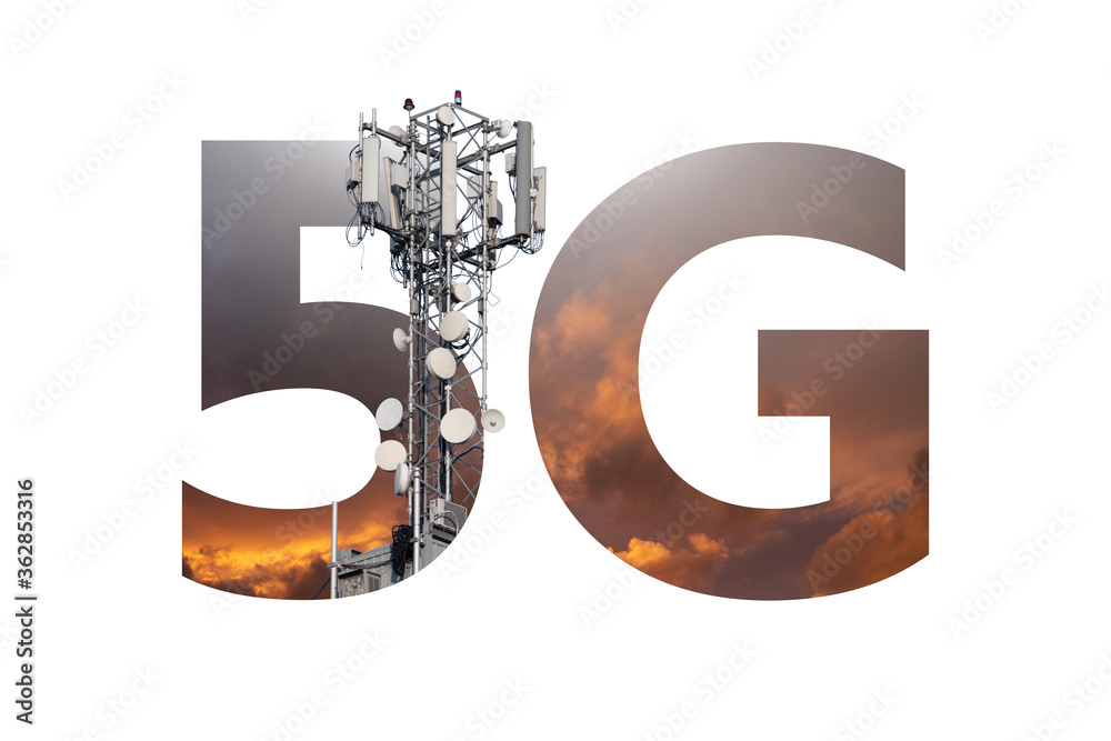 Transmitter in 5G network symbol Stock Photo | Adobe Stock