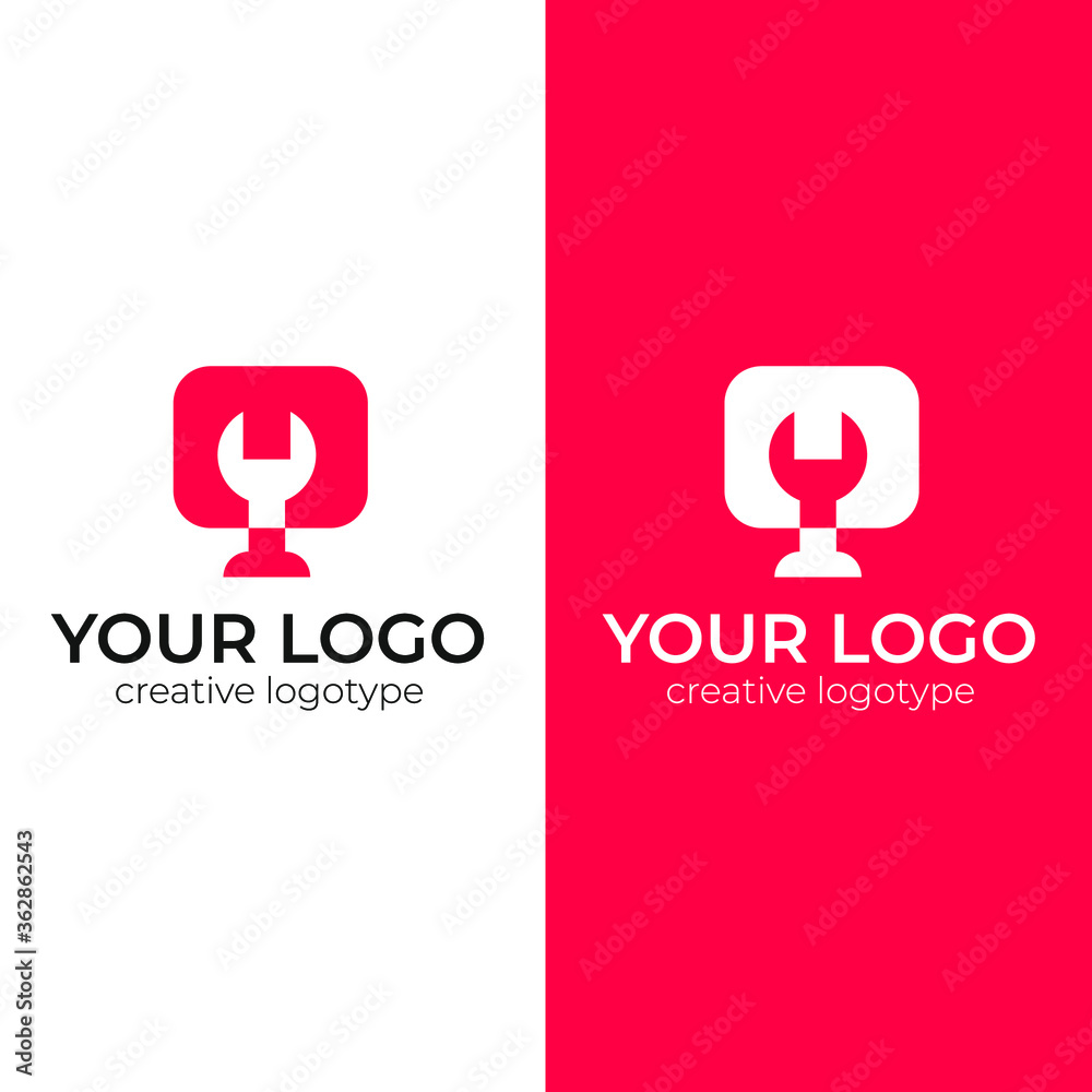computer service logo design minimal and creative logotype vector ...