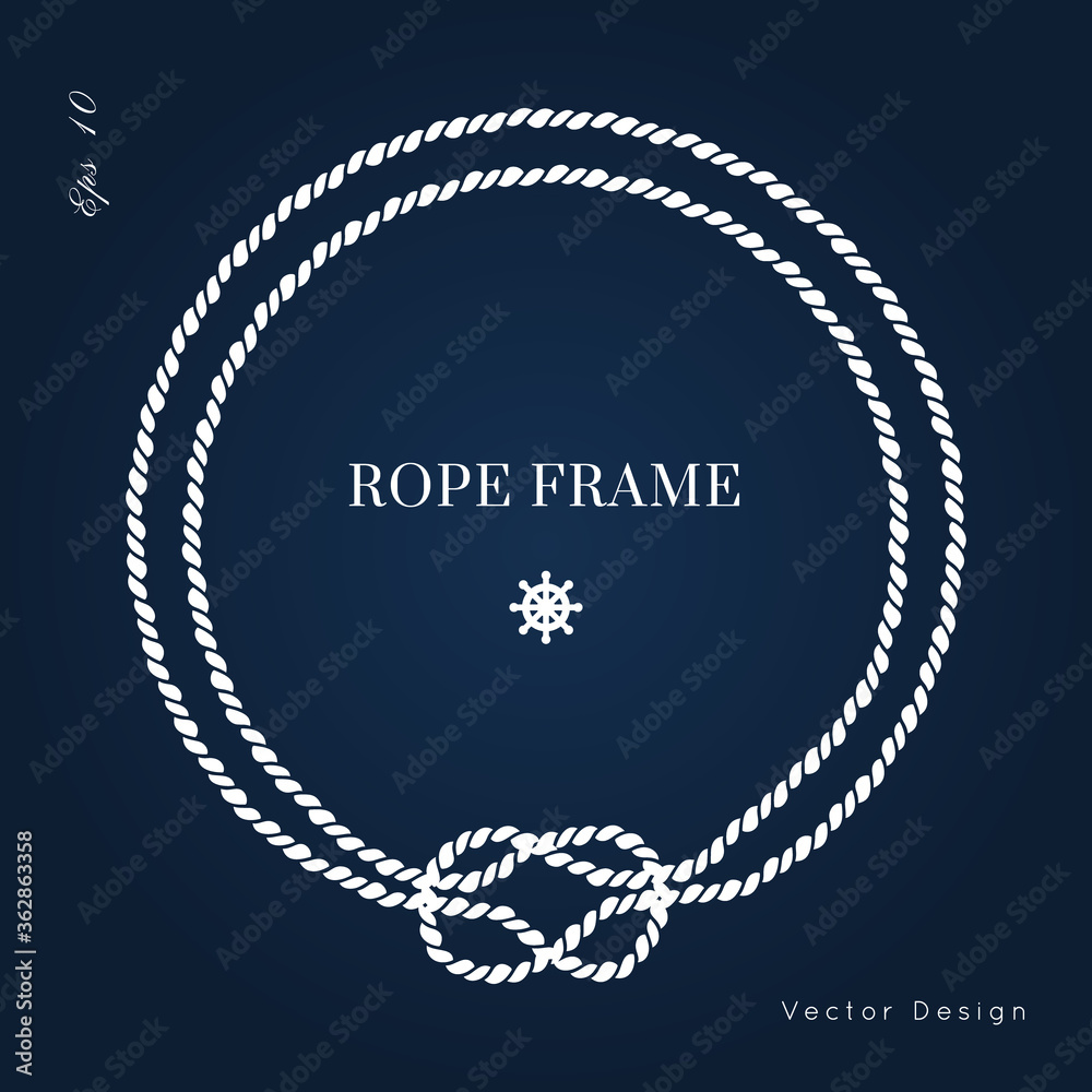 Nautical vector frame. Rope knot border design Stock Vector | Adobe Stock