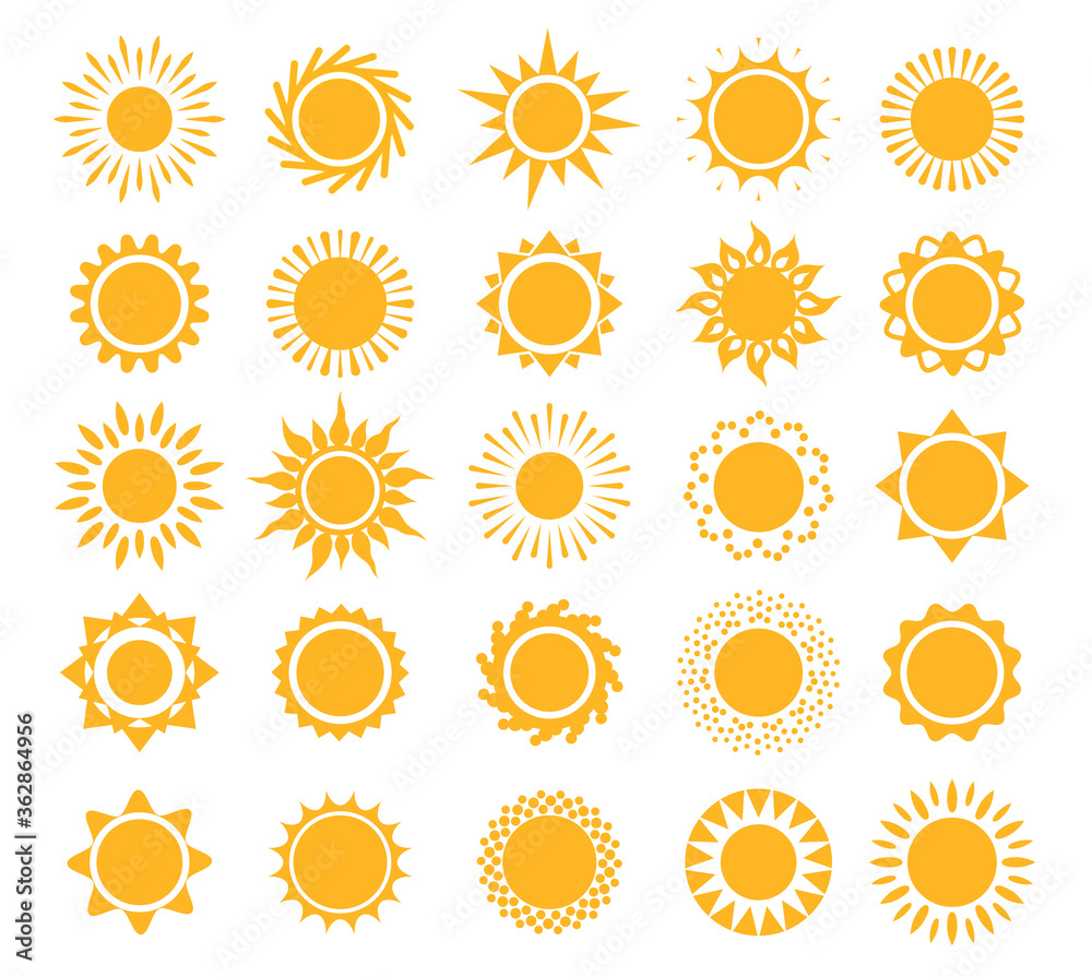 Sun icons collection on white background. Icon symbol design. Vector ...