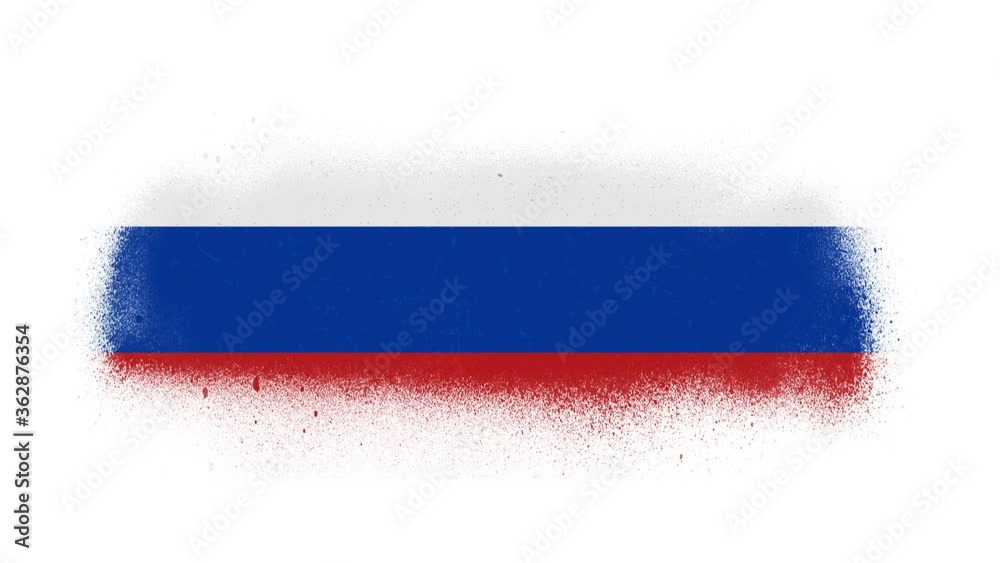 Russia Flag Reveal With Paint Brush Splatter Mask/ 4k animation of a ...