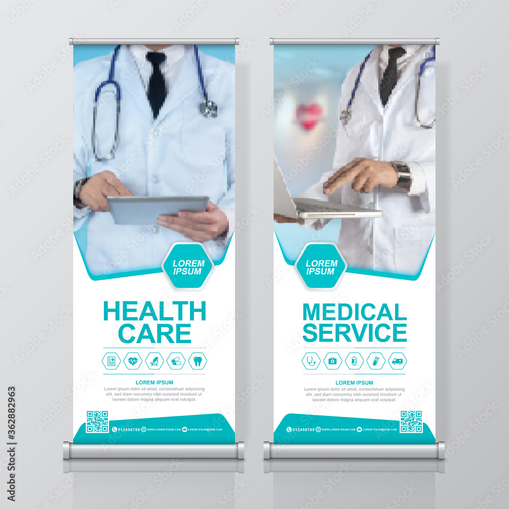 Healthcare and medical roll up design, standee banner template for ...