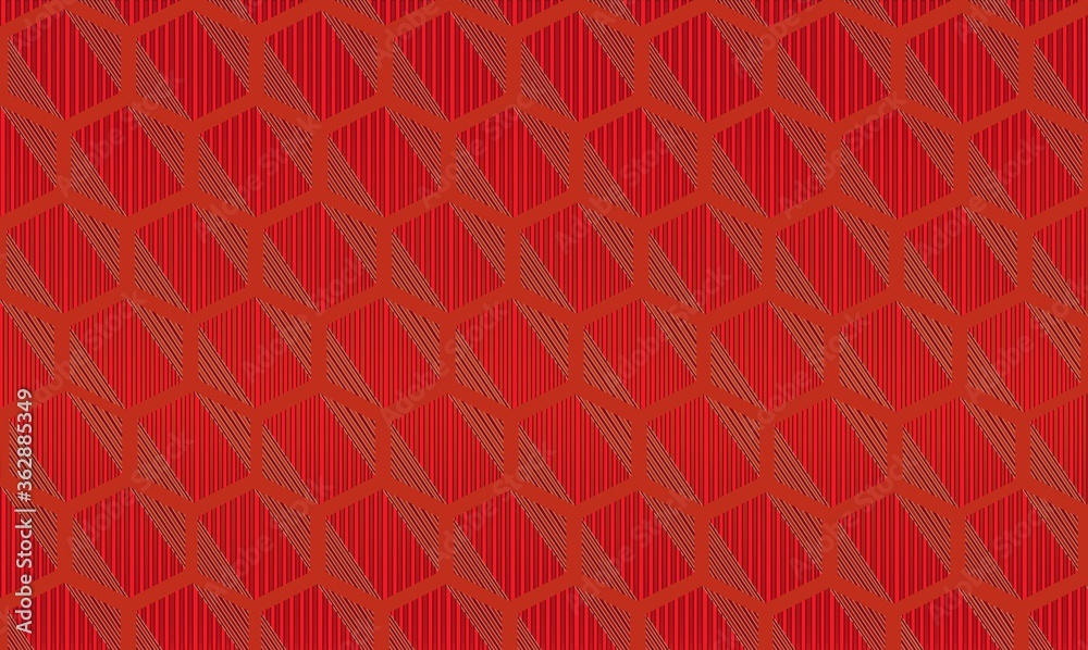 Formal hexagon with horizontal and vertical stripes. 3d Hexagon line ...