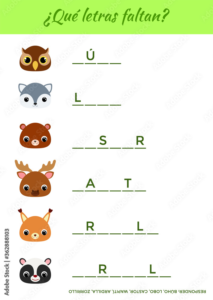 ¿Qué letras faltan? - What letters are missing? Complete the words ...