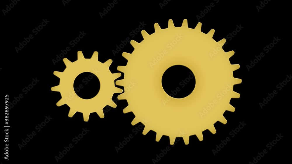 Two Gears Front View Seamless Rotation. Abstract Working Process ...
