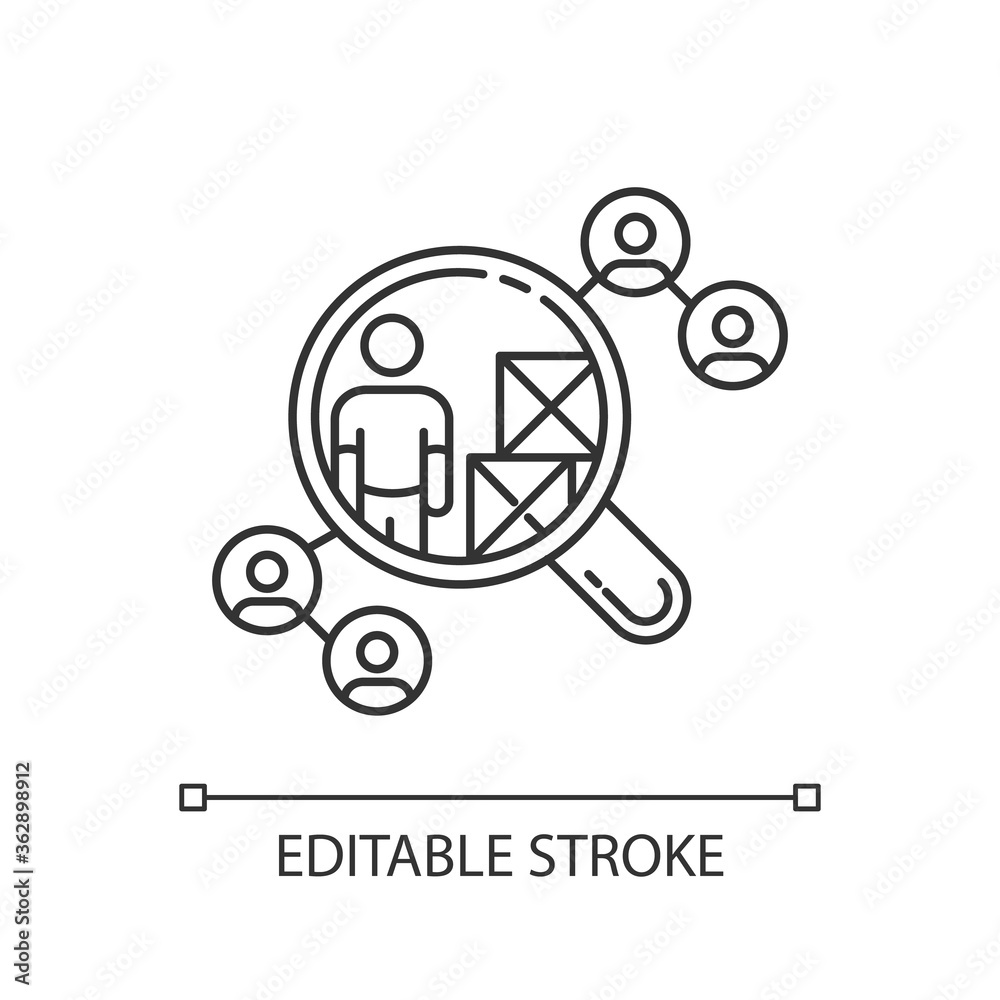 Vendor selection pixel perfect linear icon. Production distribution ... Vendor selection pixel perfect linear icon. Production distribution ...