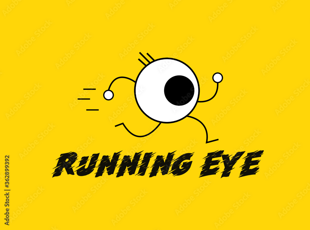 illustration of a Running EYE. Vector Cartoon flat style. Character for ...