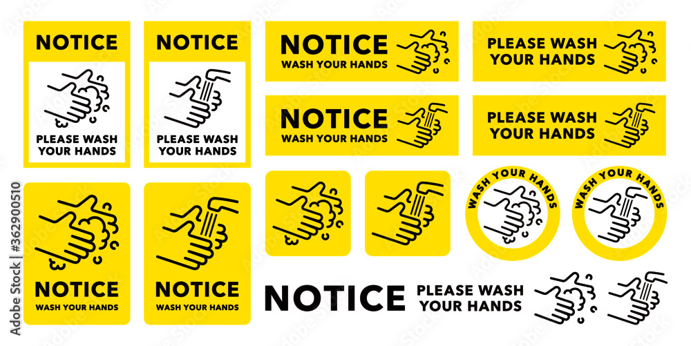 Set of caution sign for wash your hands. Vector for poster, flyer ...