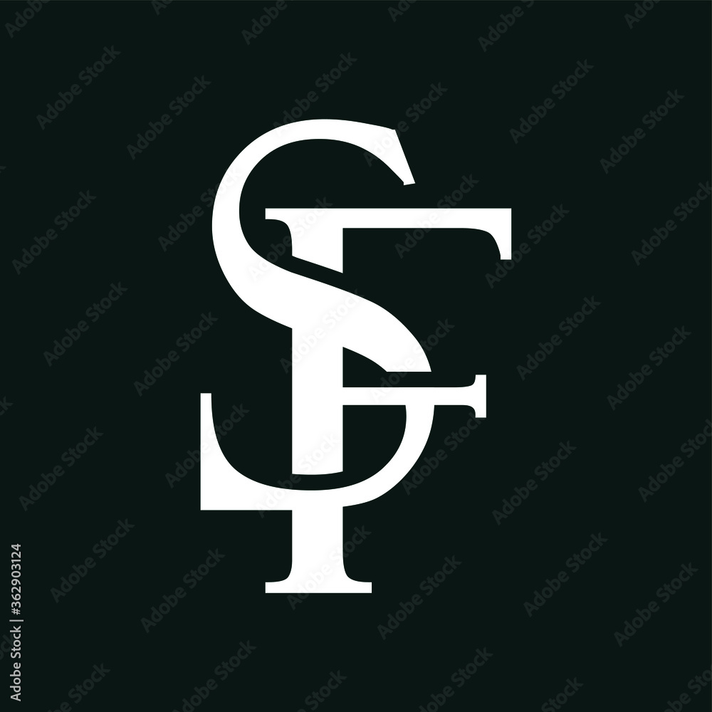 Initial letter SF logo template with overlap vintage font illustration ...