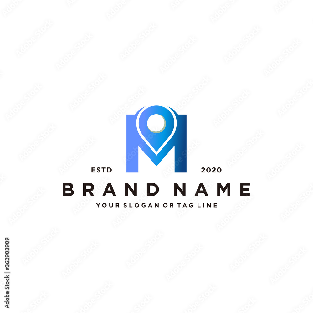 letter M map pin logo design vector Stock Vector | Adobe Stock