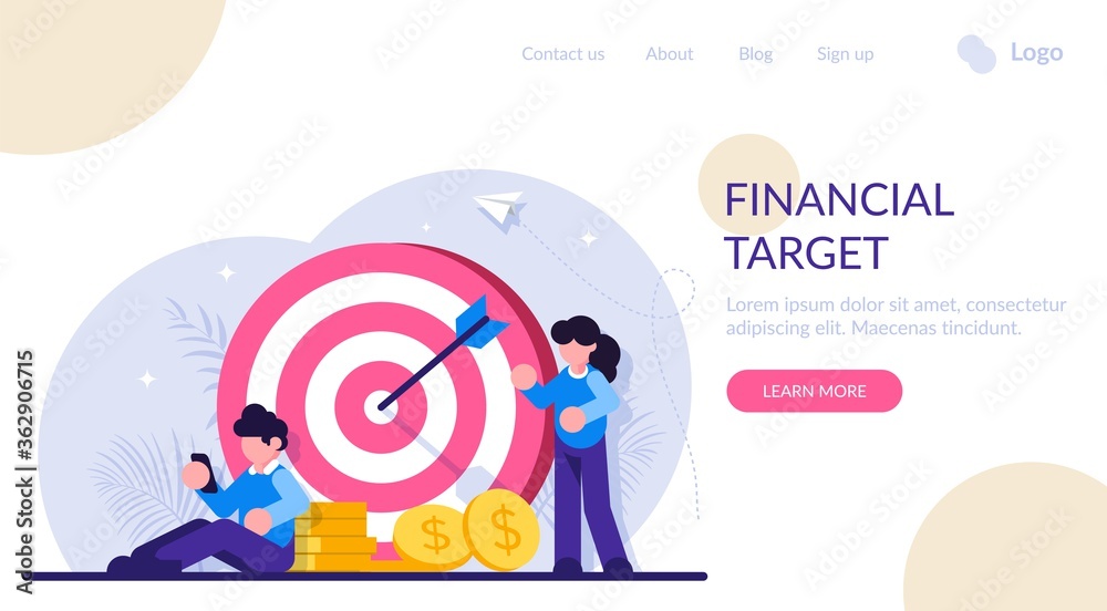 Concept of financial target. Data analytics, marketing solutions ...