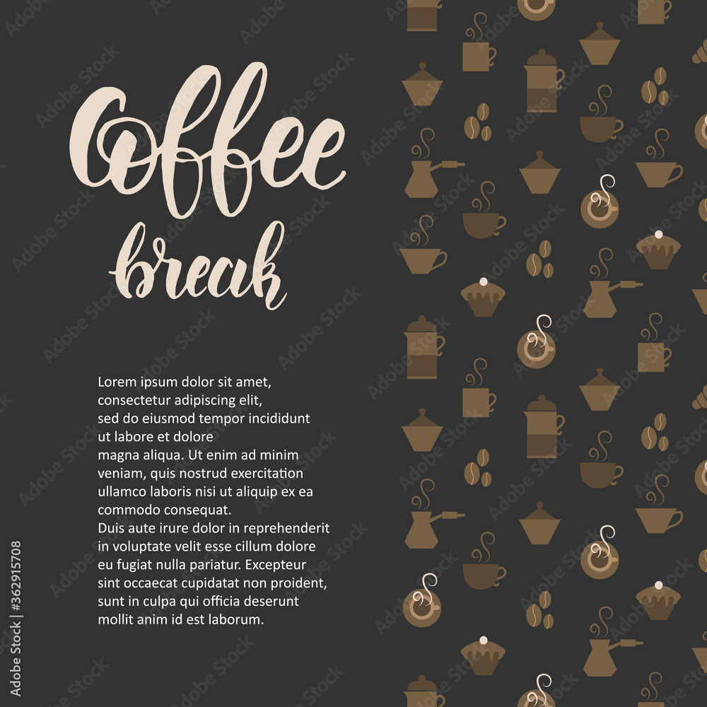 Coffee background with Icons for coffee shop, restaurant or menu ...