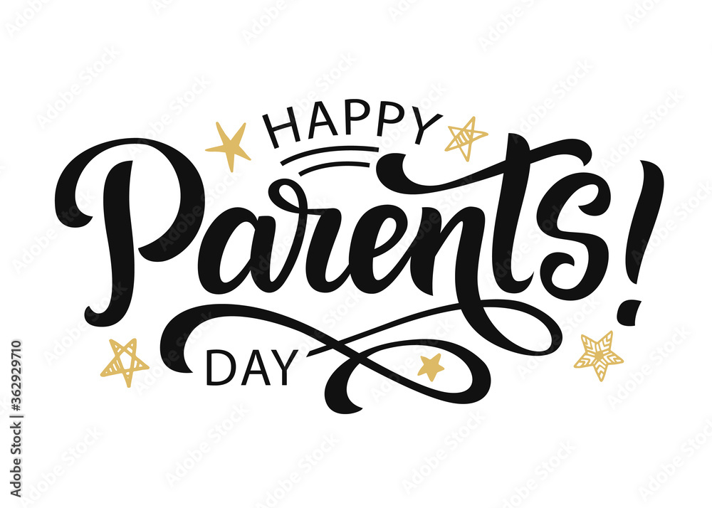 Happy Parents Day greeting with hand written lettering Stock Vector ...