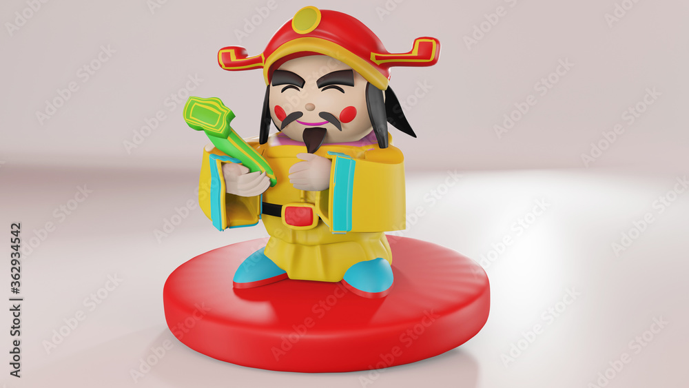 Cartoon design with china doll on white background . 3d render Stock ...