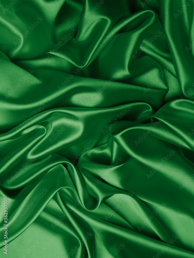 Beautiful smooth elegant wavy emerald green satin silk luxury cloth ...