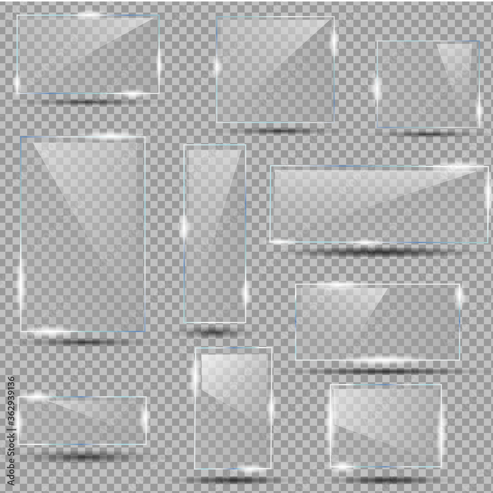 Set of realistic glasses on isolated background. Clear glass showcase ...