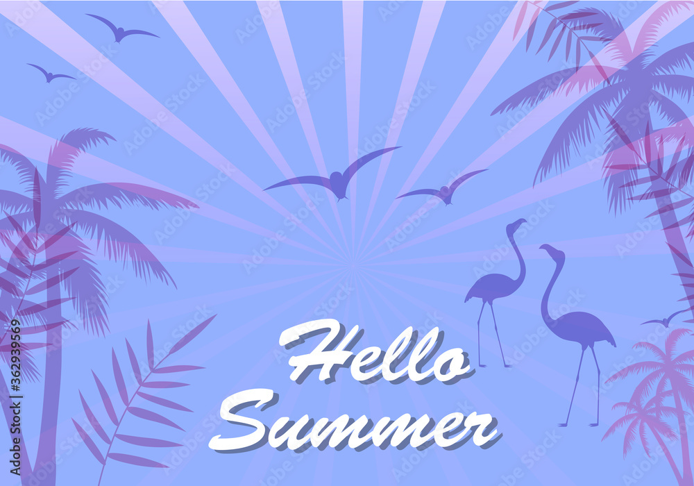 Hello summer poster. Abstract gradient background, vector. Modern hello ...