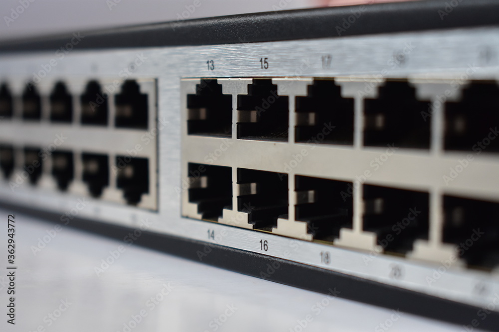 network hub and patch panel, smart ethernet switch 24 ports Stock Photo ...