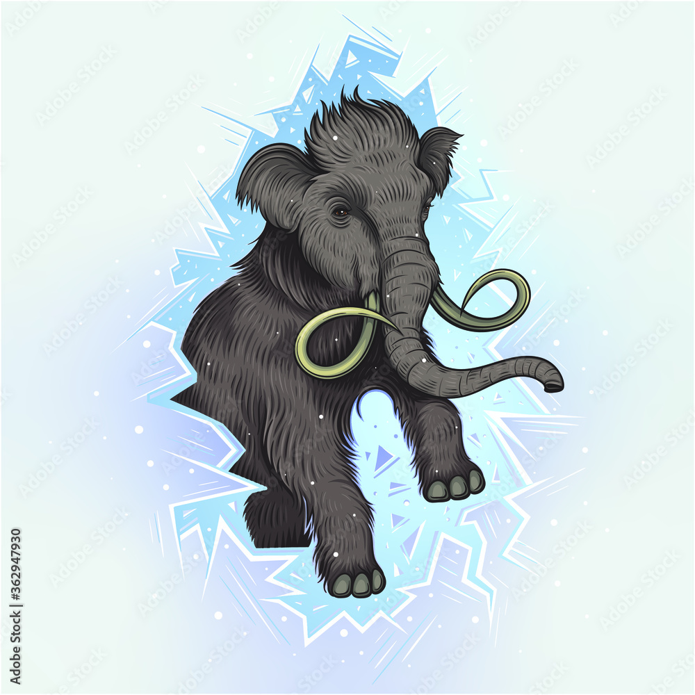 Vector Color Mammoth Illustration Stock Vector | Adobe Stock
