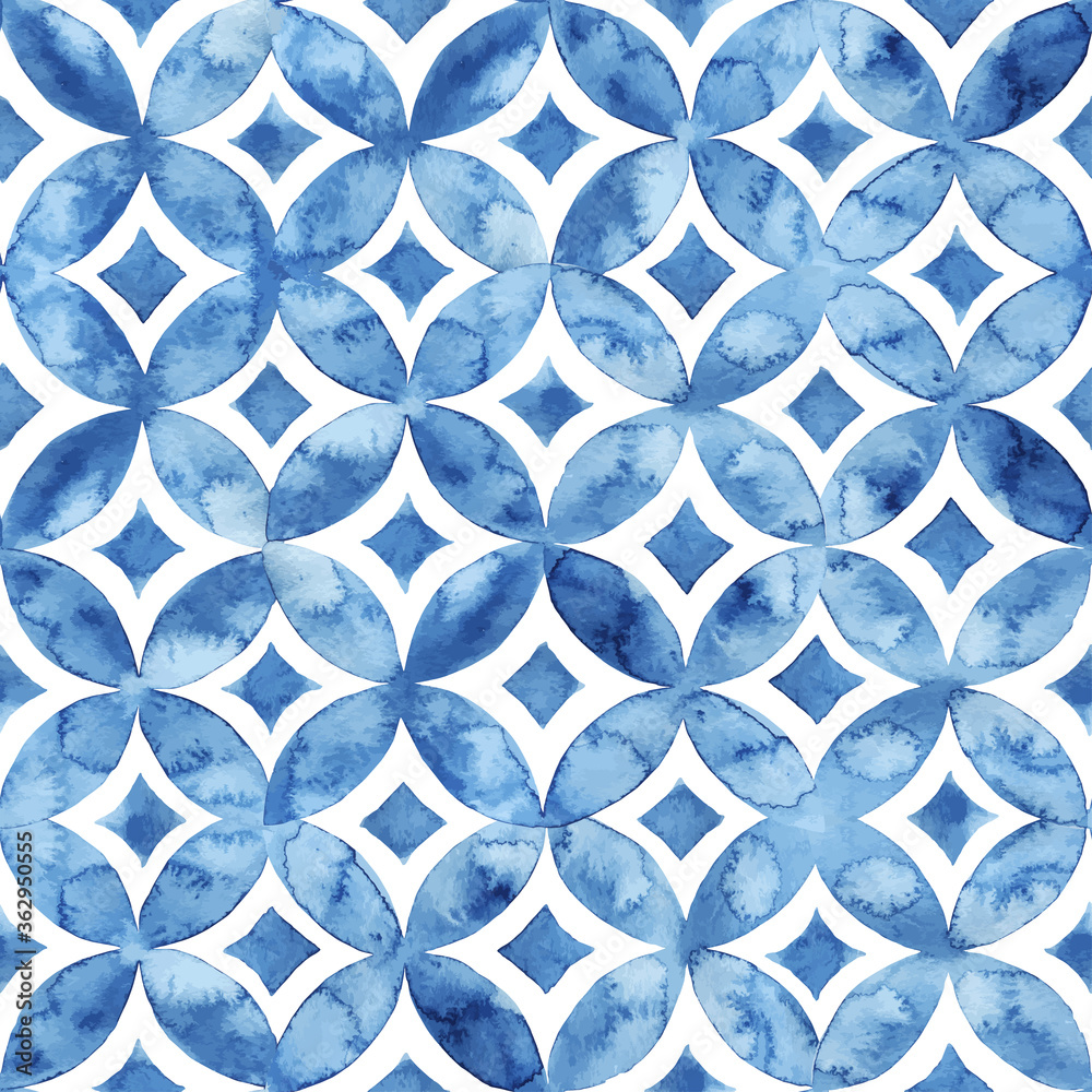 White and blue seamless watercolor pattern. Cute print for textiles ...