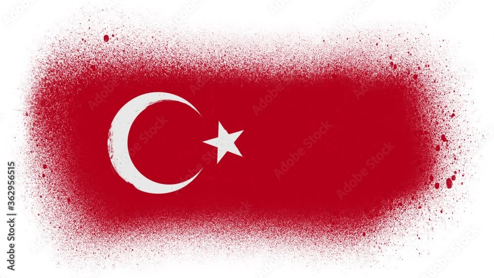 Turkey Flag Reveal With Paint Brush Splatter Mask/ 4k animation of a ...