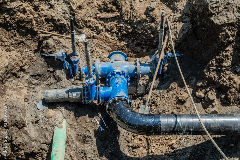 Water distribution unit. Large-diameter pipes, valves, valves for ...