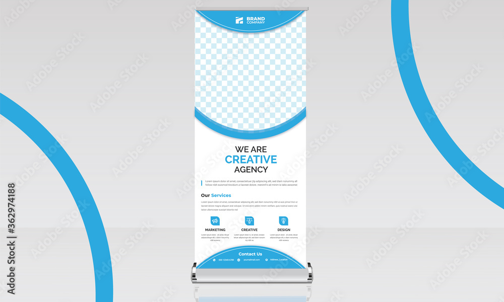 Roll up banner abstract curve creative simple advertising signage x ...