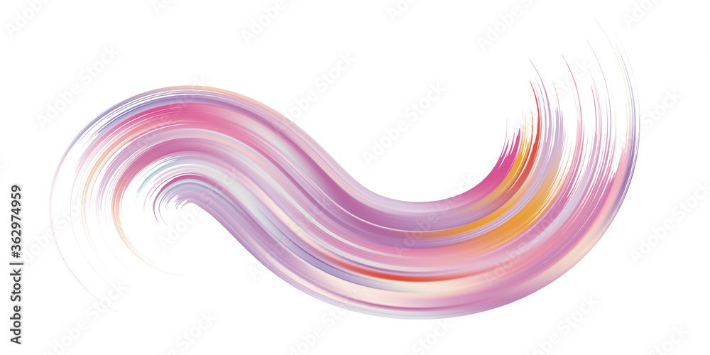Ribbon flow color swirl strokes. Wave sea isolated random lines. Wires ...