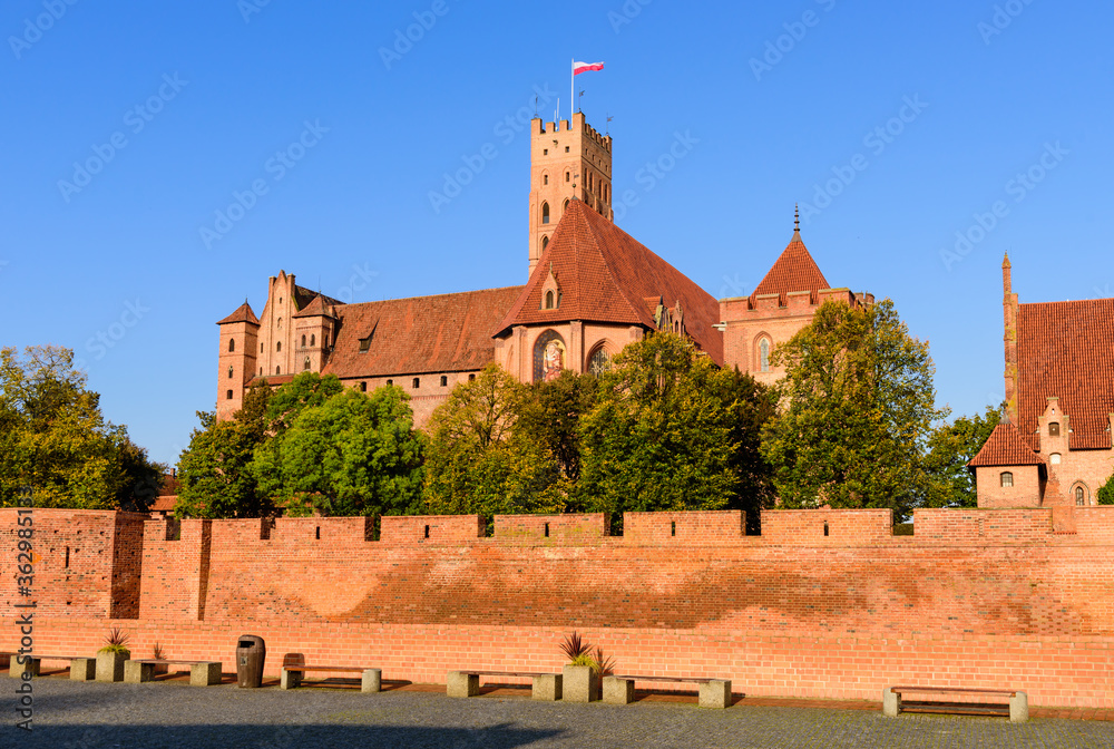 Sightseeing of Poland. Medieval castle in Malbork town, a popular ...