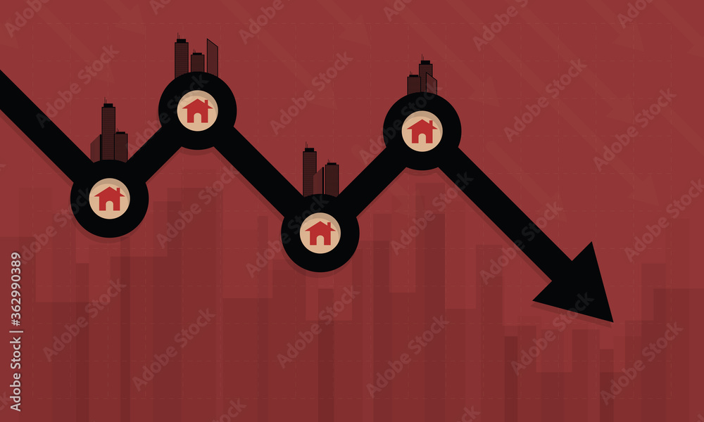 Concept of decline in real estate business and properties market price ...