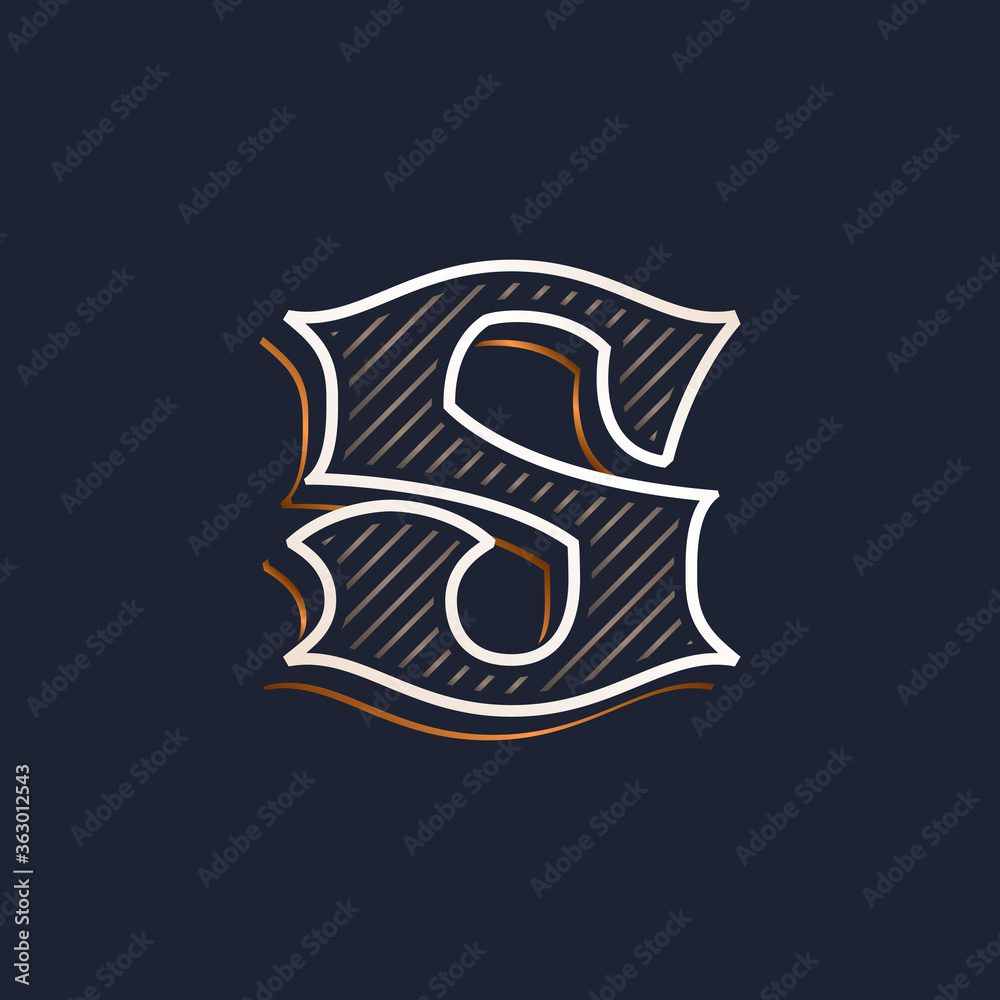 Vintage S letter logo with line decoration. Classic serif lettering ...
