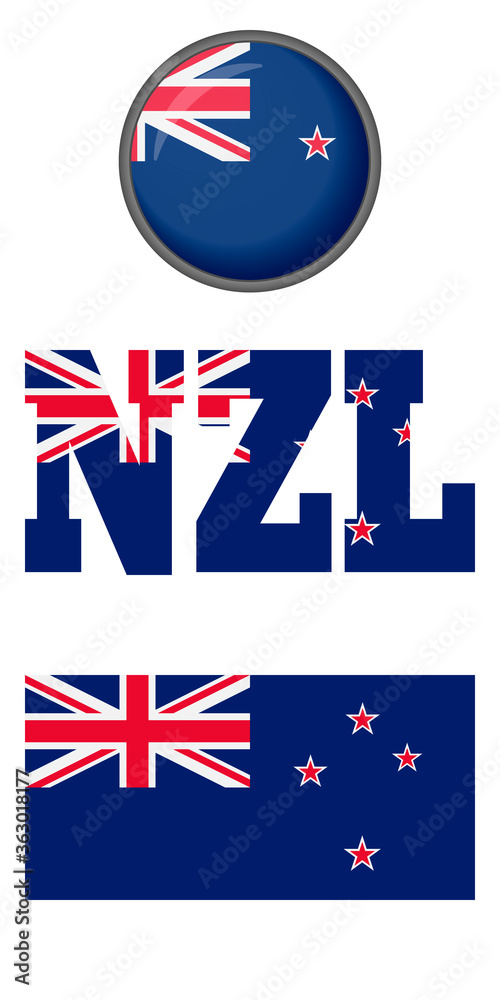 New Zealand flag icons on a white background. Vector image: flag ...