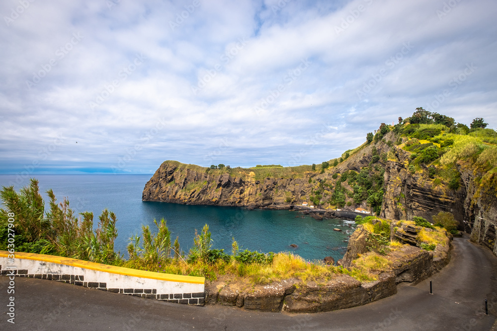 Landscape view over "Miradouro do Porto das Capelas" in Capelas town on ...