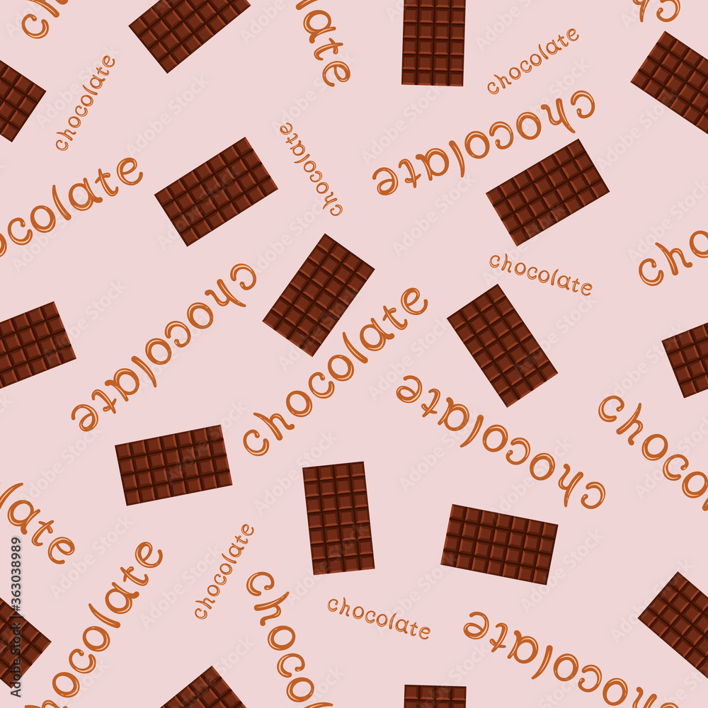 Chocolate seamless pattern. Sweet vector background with chocolate bars ...