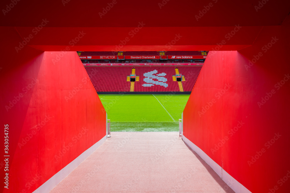 Liverpool, United Kingdom - May 17 2018: Anfield stadium, the home ...