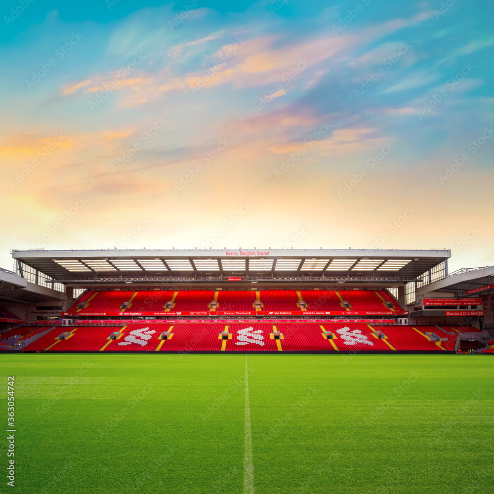 Liverpool, United Kingdom - May 17 2018: Anfield stadium, the home ...