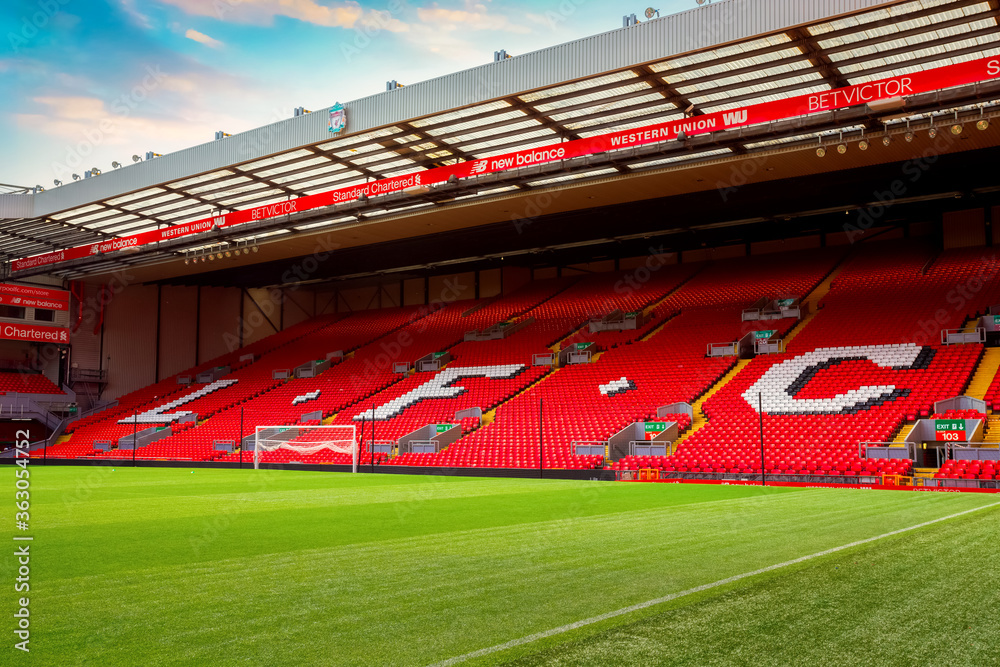 Liverpool, United Kingdom - May 17 2018: Anfield stadium, the home ...