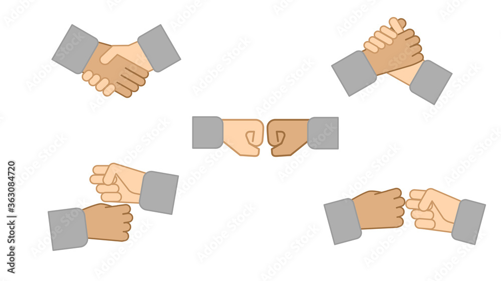 Icon of hands of two people in friendship or business collaboration ...