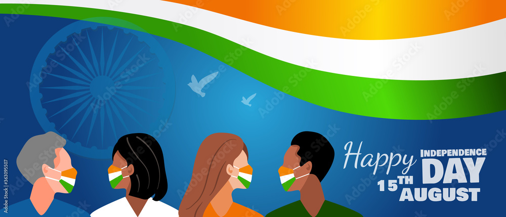 Indian people wearing face mask and celebration on India Independence ...
