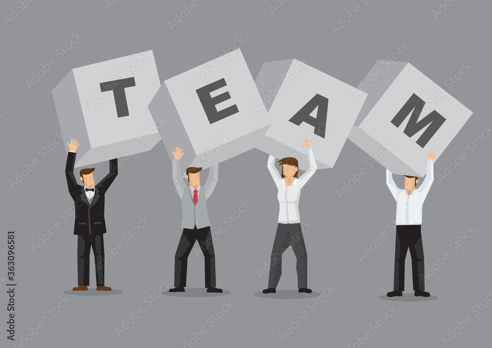 Team Players Work as a Team Cartoon Vector Illustration Stock Vector ...