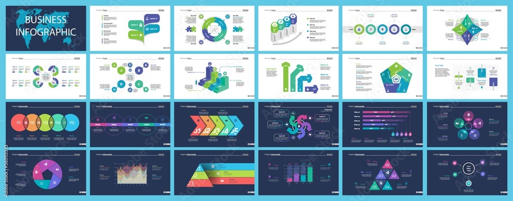 Creative business infographic diagram set can be used for annual report ...